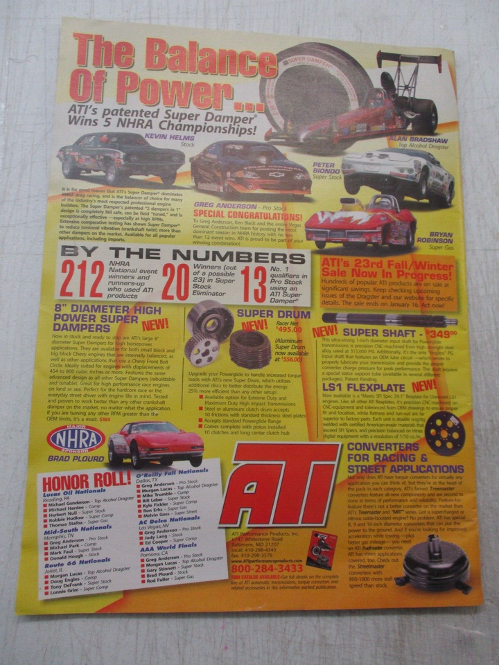 NATIONAL DRAGSTER MAGAZINE NOVEMBER 28, 2003 VINNIE DECEGLIE BUCKY ...