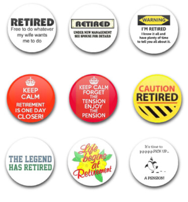 25mm 1" BUTTON BADGES RETIREMENT SET 1 X9 | eBay UK