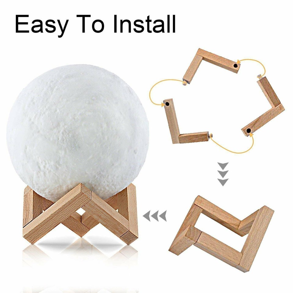 3/16 Colour 3D Moon Lamp USB LED Night Light Star Galaxy Touch Changing ...