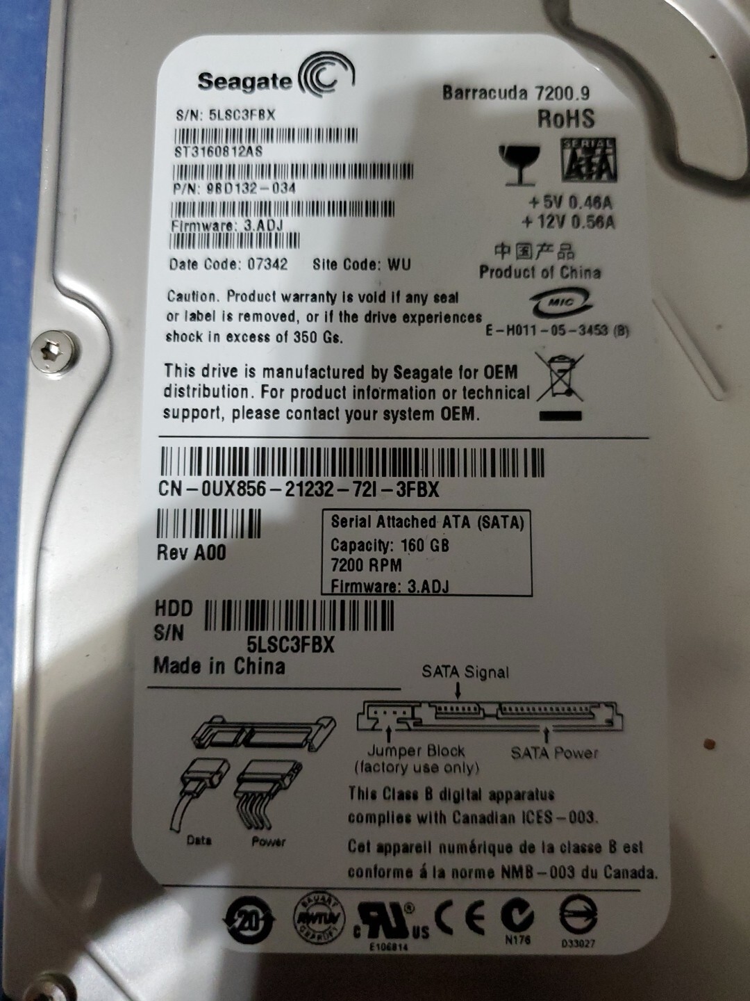 Seagate Barracuda 7200.9 160GB 7200RPM 3.5" ST3160812AS Internal Hard ...