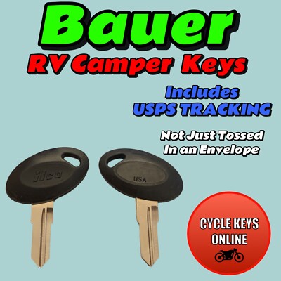 2 Bauer lock keys for Camper RV Motorhome cut to code key codes 701-760 ...