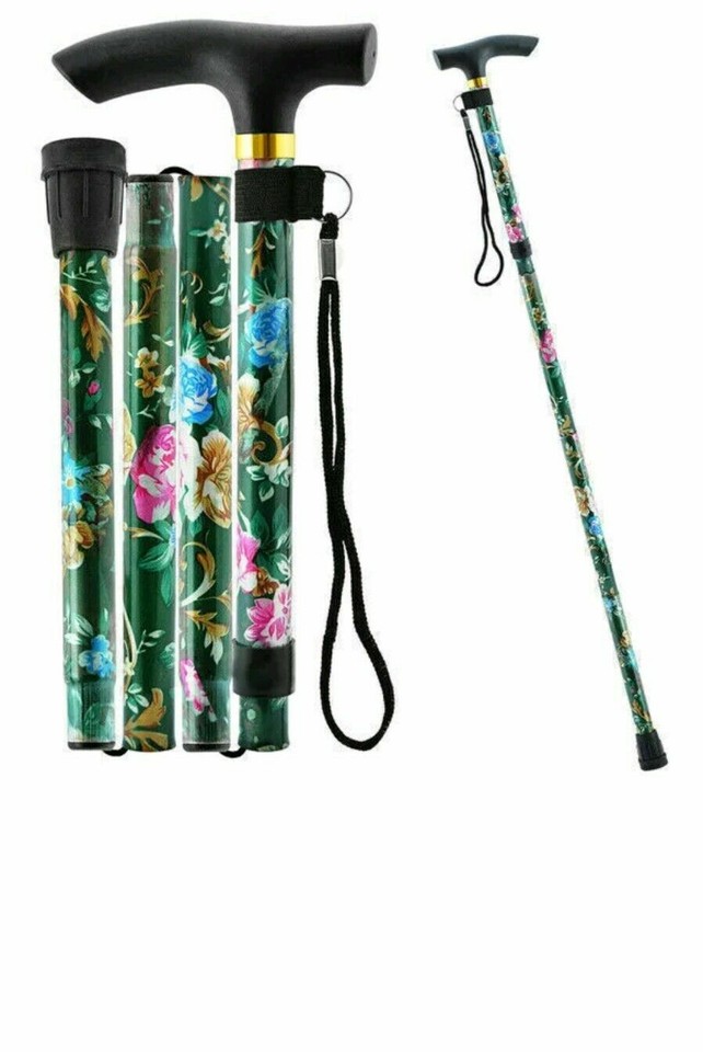 Walking Stick Easy Fold Adjustable Cane Lightweight Mobility ...