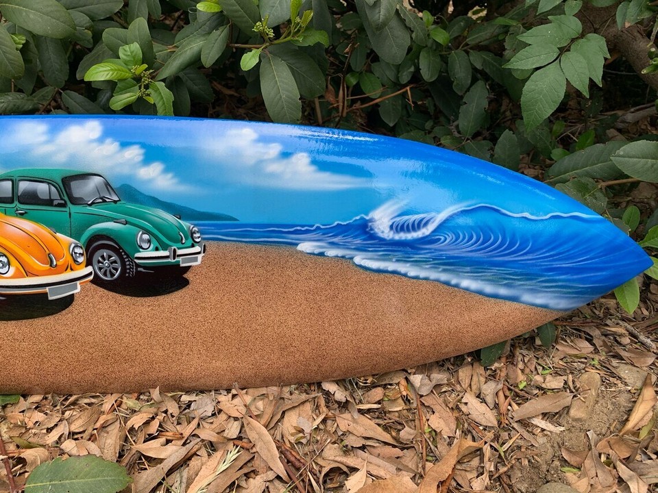 VW Volkswagen Bug Surfboard Airbrush Wooden Wall Plaque Man Cave Art 39 ...