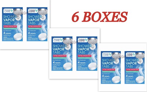 6 Boxes SHOWER VAPOR TABS EUCALYPTUS ESSENTIAL OILS SINUS RELIEF ...
