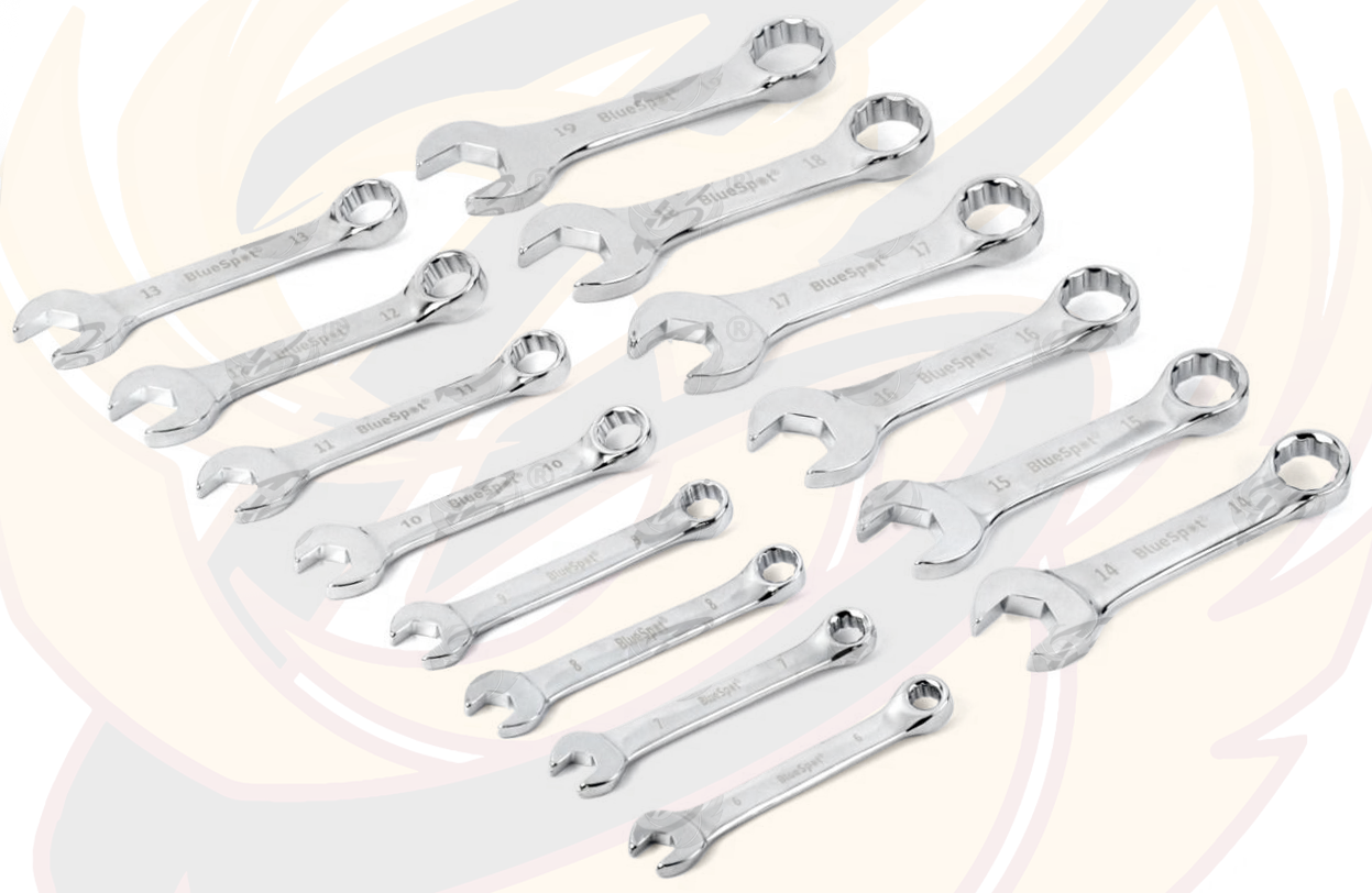 BLUESPOT Stubby Spanners 14pc Short Reach Combination Wrench Spanner ...