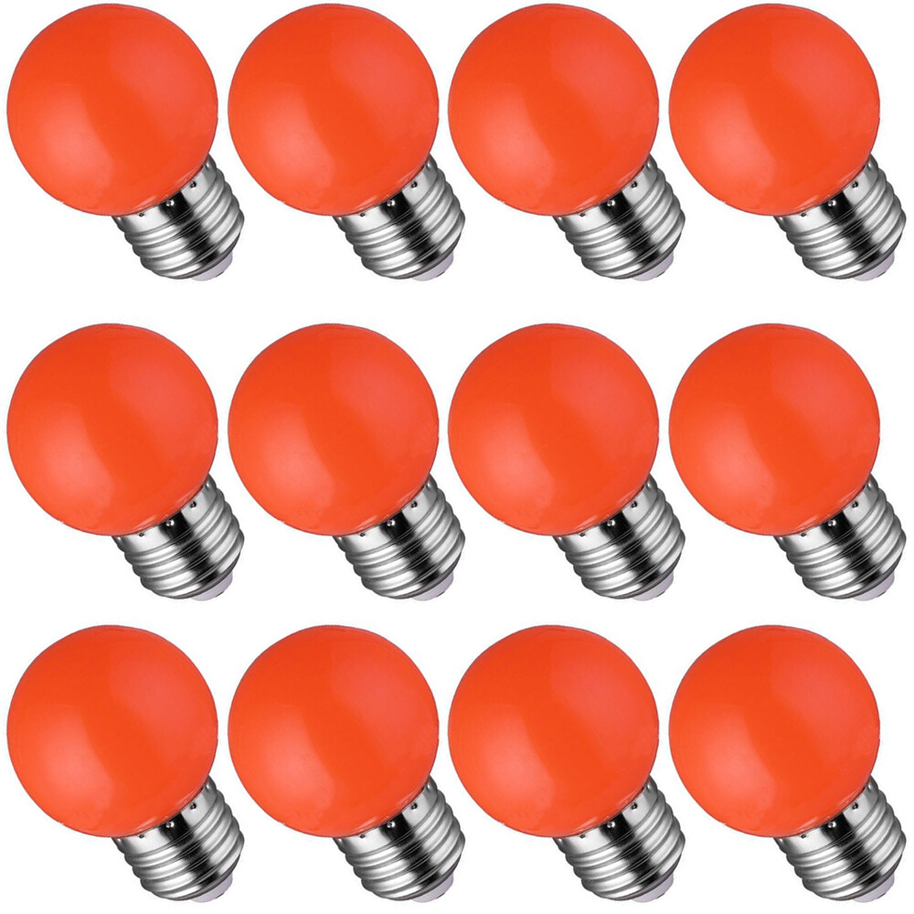 12 Pcs LED Lamp SMD 2835 Globe Plastic Shell Red Glow E27 220V Bulb ...