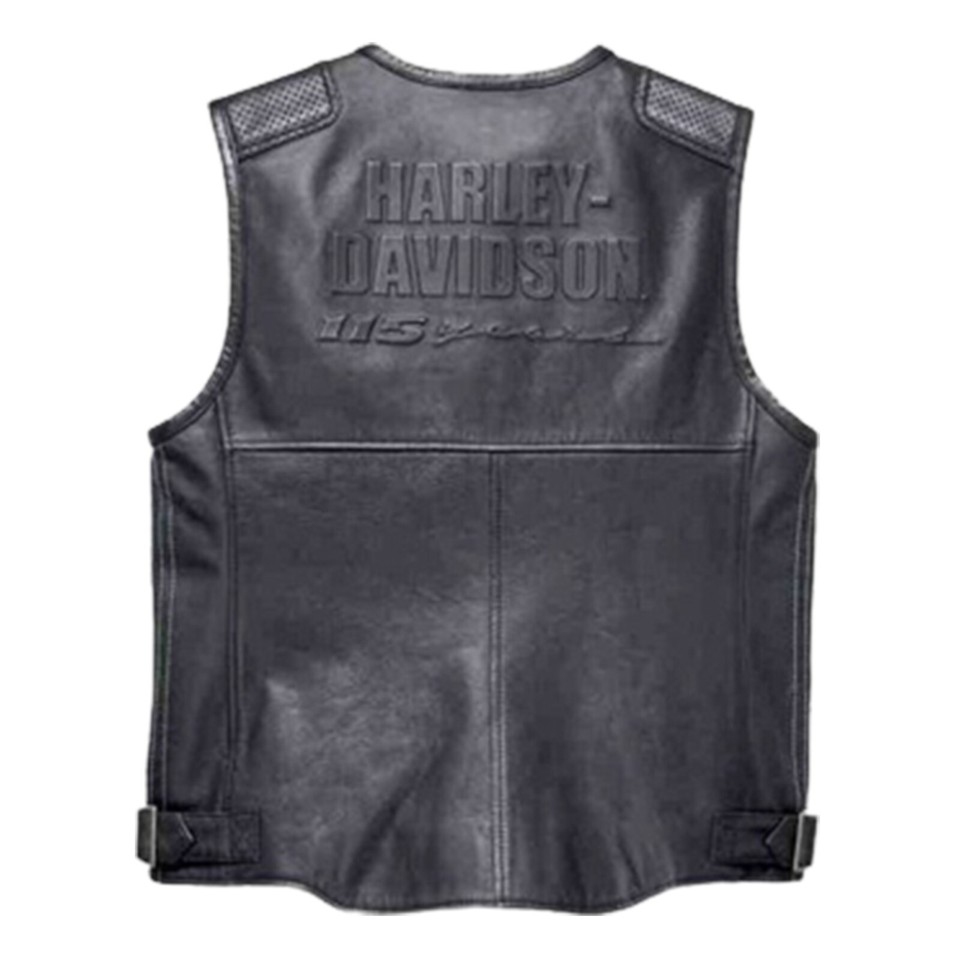 Men's Black Haley-D Vest |Real Leather Black Biker HD Vest| Men ...