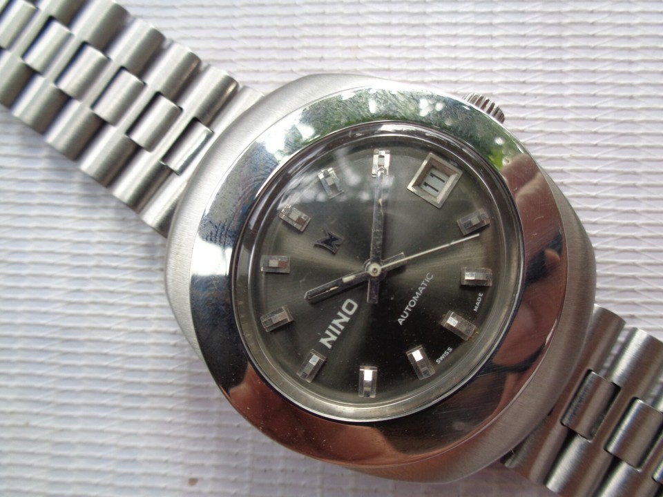 RARE Swiss SS Vintage Nino Men's Automatic Wristwatch | Gray Oval Dial ...