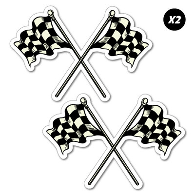 2x Racing Checkered Flags Vintage Sticker Decal Car Automotive Fuel ...
