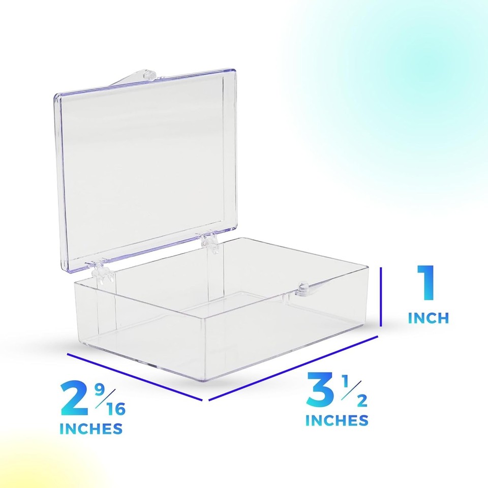 Clear Hinged Plastic Trading Cards Storage Box 3-1/2"Lx2-9/16"Wx1"H ...