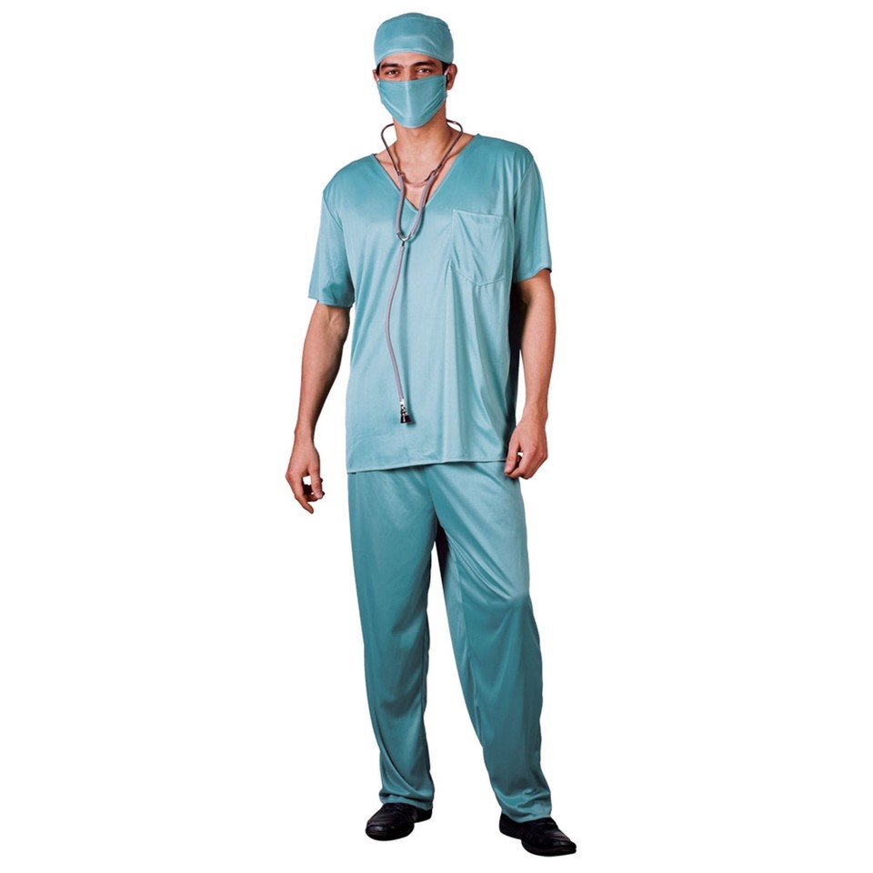 Wicked Costumes Blue E.R Scrubs Doctor Nurse Mens Fancy Dress Costume ...