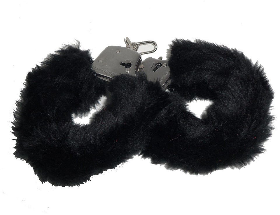 Furry Fuzzy Costume Handcuffs Metal Wrist Cuffs Soft Bachelorette Hen ...