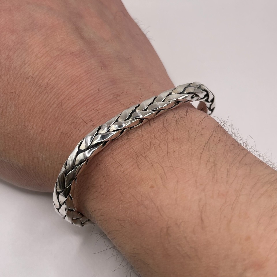 MENS WOVEN STERLING SILVER BRAIDED BRACELET 42 GRAMS 7.5 IN W/BOX | eBay
