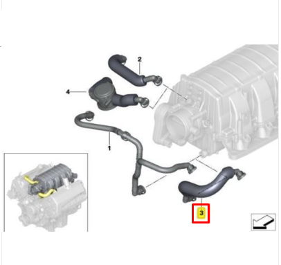 BMW 5 E60 Engine Crankcase Vent Hose 540i Petrol 4.0 11617547186 ...