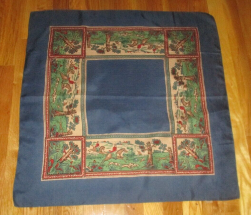 Vintage 1930's Liberty of London Blue Fox Hunt Horses 100% Silk Square ...