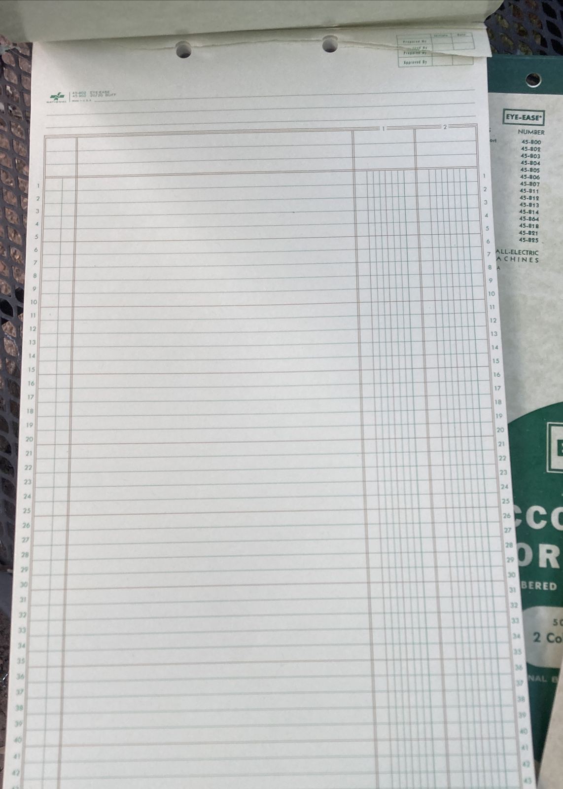 Mixed Lot of 4 Columnar Pads 8 1/2"x14” Various Columns Partially Full ...