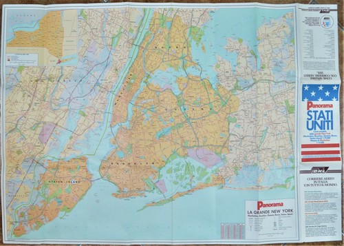 Map Of The Great New York Manhattan Insert Panorama 80s | eBay
