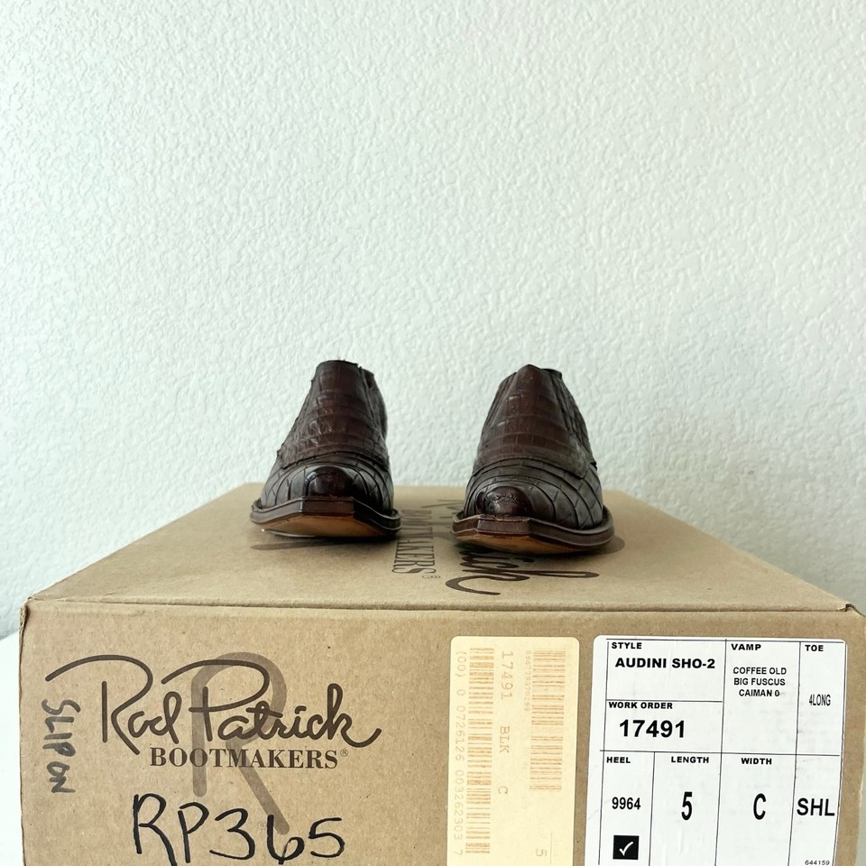 Rod Patrick Womens Western Boots Loafers Pull on Shoes 5C Brown Caiman ...