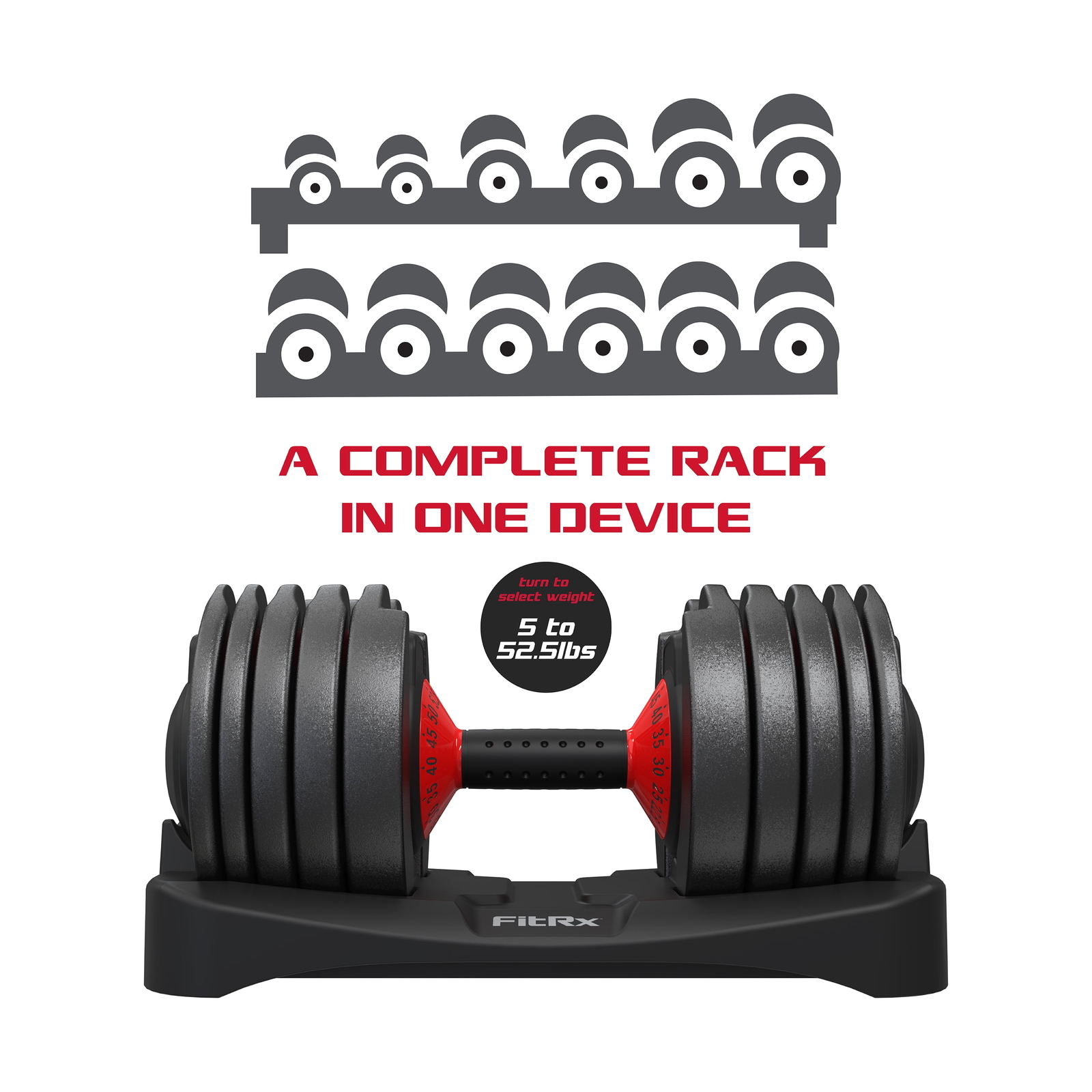 FitRx SmartBell Adjustable Dumbbell, 5-52.5 lbs for sale online | eBay