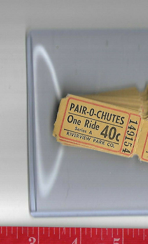Vintage lot 100 Pair-o-chutes 40c ride tickets Riverview Park Illinois ...