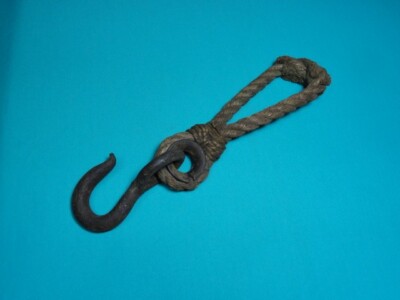 Antique Nautical Sailor Spliced Rope w/ Hand Forged Hook SUPER ...