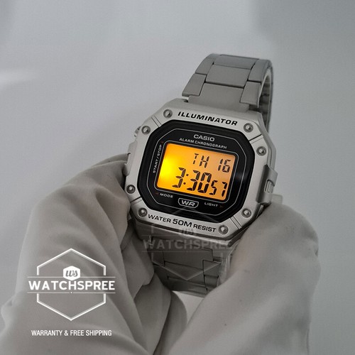 Casio W-218HD-1A W-218HD W-218 Men Quartz Digital Stainless Steel ...