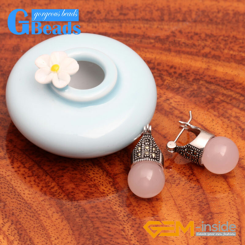 G-Beads Fashion 12mm Round Ball Beads Marcasite Silver Dangle Stud Hoop ...