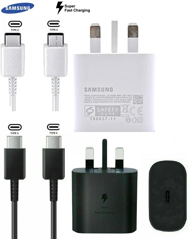 Genuine 25W Super Fast Charger Adapter Plug & Cable Samsung Galaxy ...