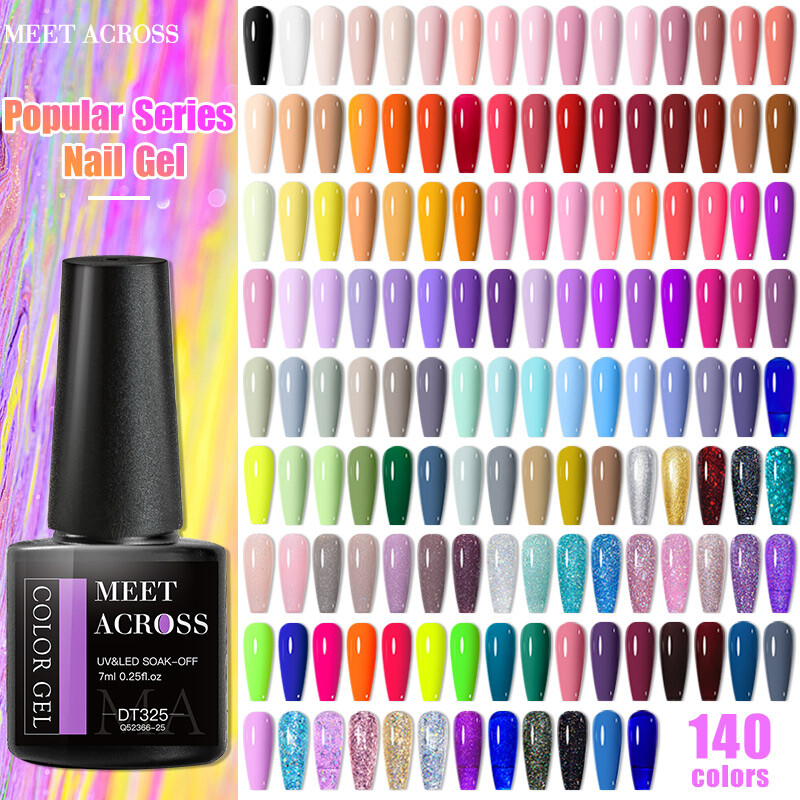 Meet Across 140Colors UV Gel Nail Polish Bright Blue Green Purple Soak ...