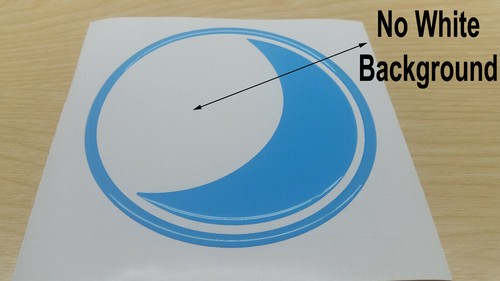 Lunar Caravan Moon logo Blue 120mm RESIN DOMED Decal x 1 Dent Scratch ...