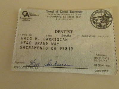 Vintage 1944 California Dentist License | eBay