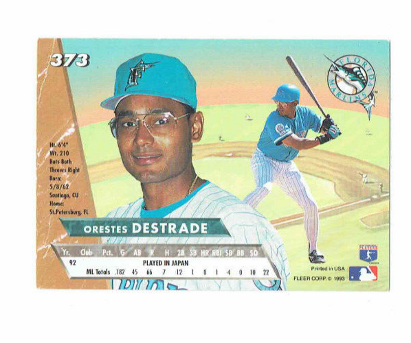 Orested Destrade Florida Marlins 1B #373 Fleer 1993 #Baseball Card | eBay