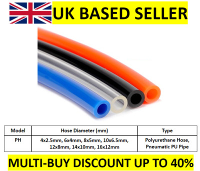 POLYURETHANE FLEXIBLE TUBING PNEUMATIC PU PIPE TUBE HOSE - AIR, WATER ...