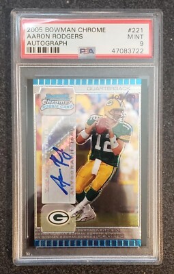 2005 Aaron Rodgers AUTO RC Bowman Chrome #102/199 PSA MINT 9 #221 clean ...