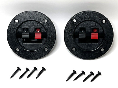 2 Pc Subwoofer Box Round Speaker Wire Terminal Cup Spring Post 12 AWG ...