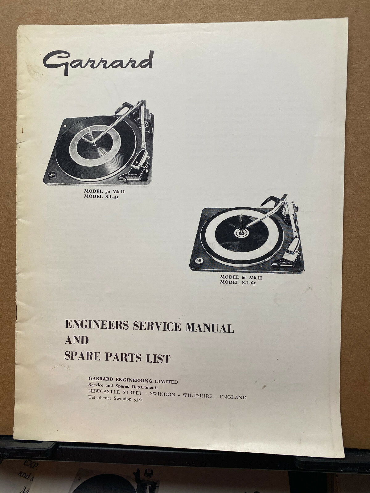 Original Service Manual for Garrard Model 50 MkII SL-55 60 MkII SL-65 ...