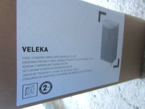 B&Q Veleka Gloss Grey Freestanding Vanity unit & basin set W550 H900 mm ...