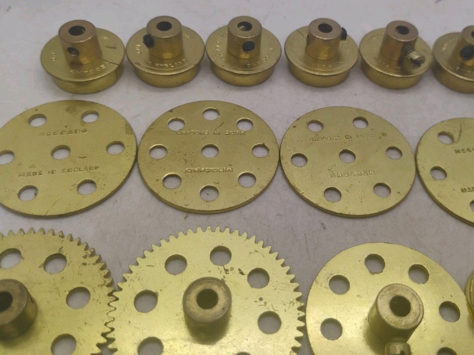 Vintage Meccano Erector Set Solid Brass Gear, Wheel and Pulley Lot of ...
