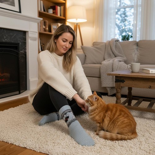 5 Pairs Fair Isle Nordic Pattern Socks Mid Calf Soft Socks Warm Winter ...