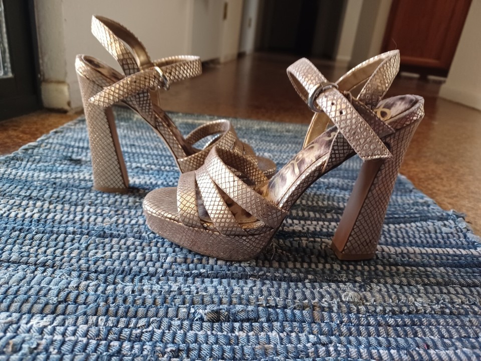 Sam Edelman Gold Snake Taryn 6.5 Platform | eBay