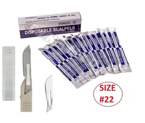 Disposable Scalpel Blades No.22 With Plastic Handle ( Box of 10 ...