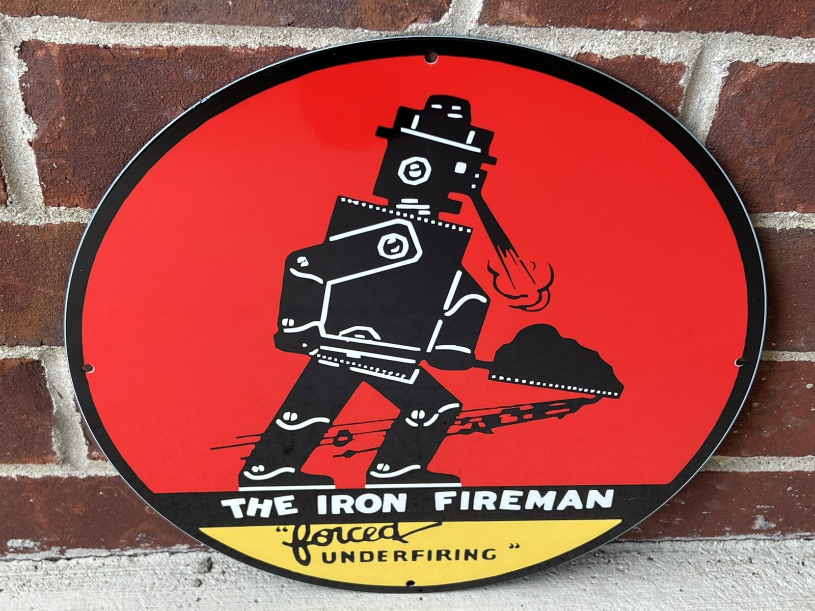 12” The Iron Fireman Coal Burner Heavy Metal Vintage Style Steel Sign ...