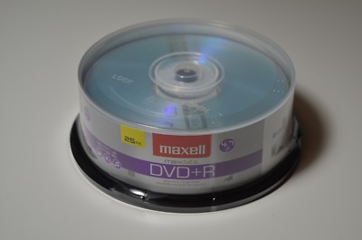 25 PK Maxell Maxdata DVD-R, 4.7 gb, 120 min, Write Once with 16X Write ...