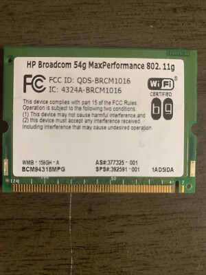 HP 392591-001 Broadcom BCM94318MPG Mini PCI b/g Wireless WMIB-158GH | eBay