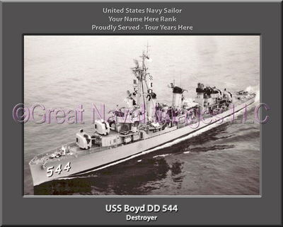 USS Boyd DD 544 Personalized Canvas Ship Photo 2 Print Navy Veteran ...