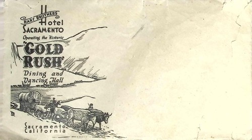 Vintage Hart Brothers Hotel Sacramento Gold Rush Dining Hall Envelope ...