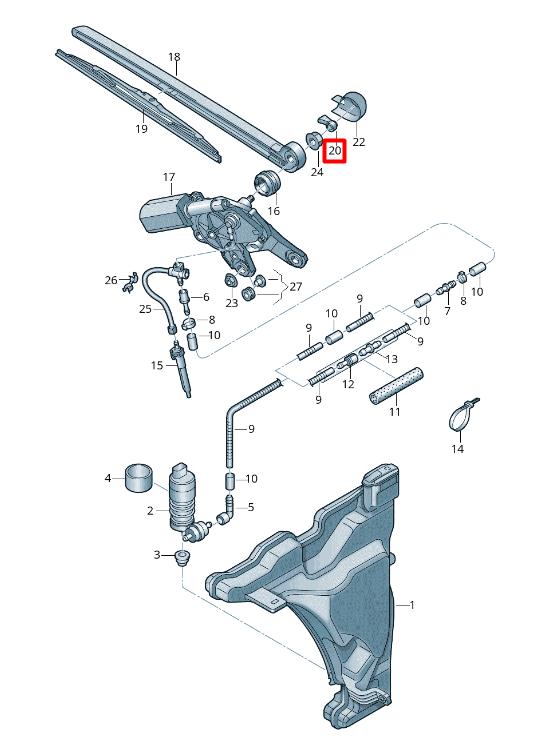 NEW GENUINE OEM AUDI A4 B9 REAR WINDOW WIPER WASHER NOZZLE SPRAY JET ...