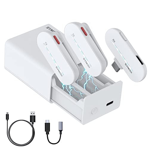 New Wireless Lapel Microphone SYNCO P2T White 2 Transmitters and 1 ...