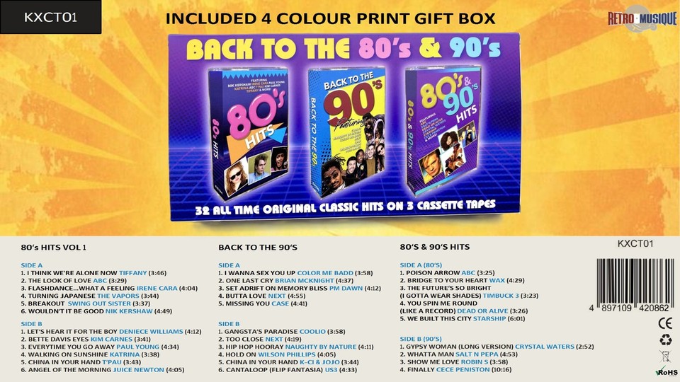 80s, 90s, 80s + 90s Various Artists Cassette Tape Bundle Gift Box NEW ...