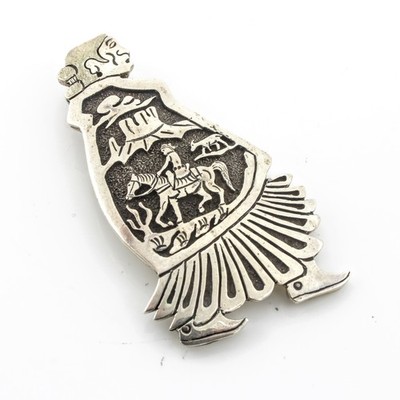 Navajo Signed Sam Gray Sterling Silver Stamped Overlay Picture Brooch # ...